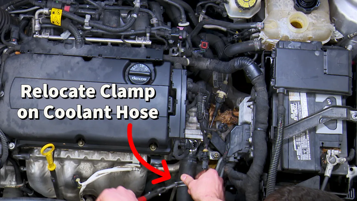 Relocate Clamp on Coolant Hose